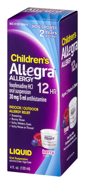 Children's Allegra Allergy 12 Hour Relief Oral Suspension Berry Flavor ...
