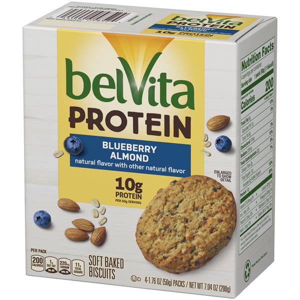 Belvita Protein Blueberry Almond Soft Baked Biscuits 4-1.76 oz. Packs ...