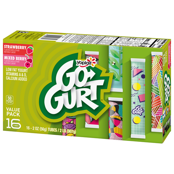 Yoplait Go-Gurt Strawberry/Mixed Berry Portable Low Fat Yogurt Variety Pack 16Ct | Hy-Vee Aisles ...