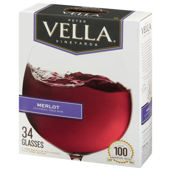 Peter Vella Merlot Red Wine 5L Box Wine | Hy-Vee Aisles Online Grocery ...