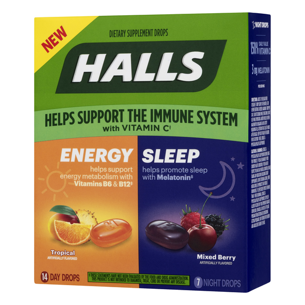Cough Drops Halls Fruit Punch Halls Energy & Sleep Dietary Supplement