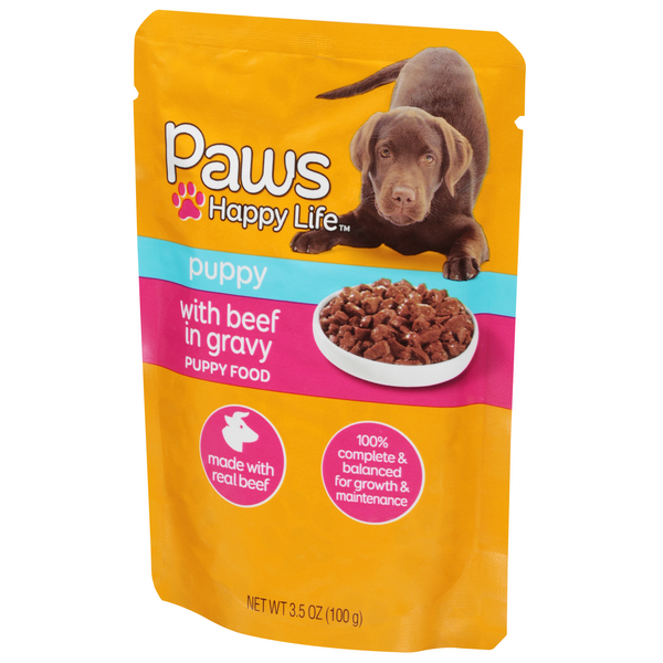 Paws Happy Life Puppy Food with Beef in Gravy 3.5 oz | Hy-Vee Aisles ...