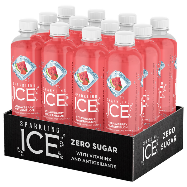 Sparkling Ice, Strawberry Watermelon Flavored Sparkling Water, Zero ...