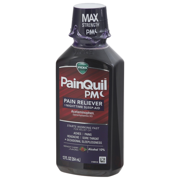 Vicks PainQuil PM Pain Reliever, + Nighttime Sleep Aid, Midnight Cherry ...