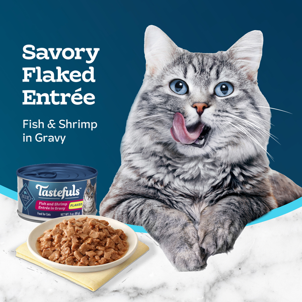 Blue Buffalo Tastefuls Natural Flaked Wet Cat Food, Fish & Shrimp ...