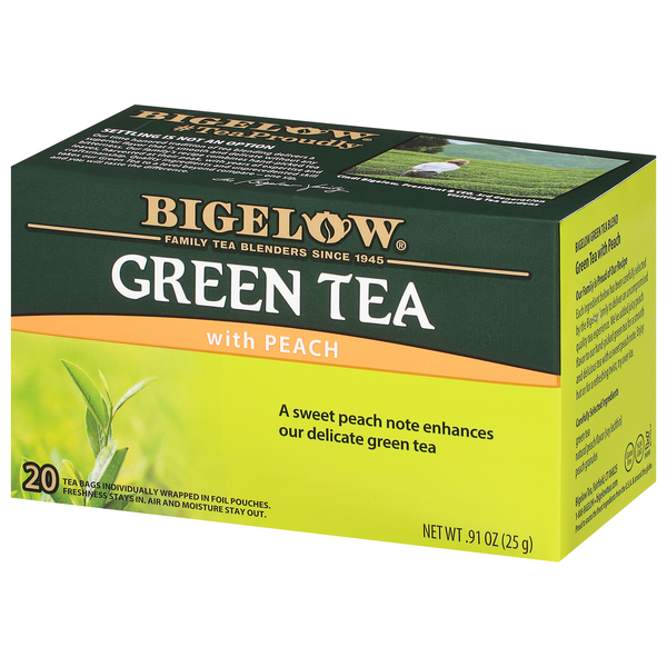 Bigelow Green Tea with Peach, Tea Bags, 20 Ct | Hy-Vee Aisles Online ...
