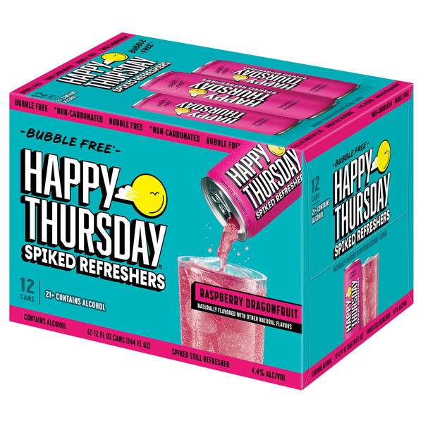Happy Thursday Spiked Refreshers, Raspberry Dragonfruit, 12Pk | Hy-Vee ...