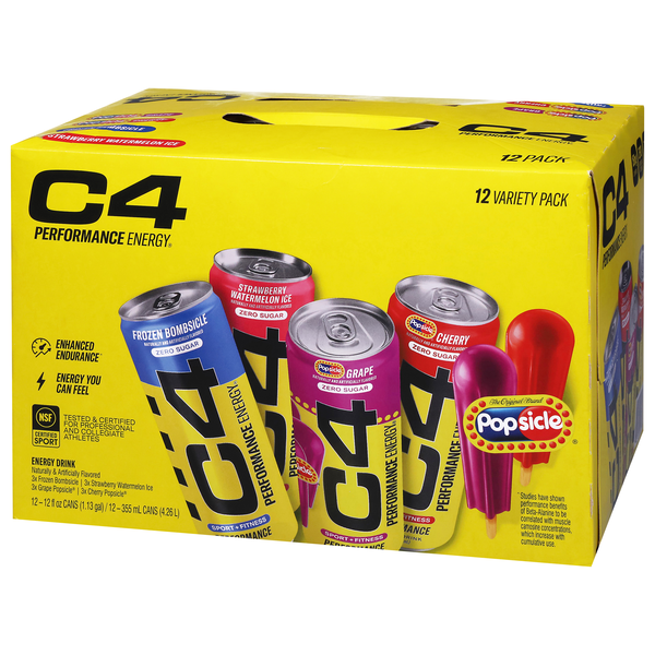 C4 Performance Energy Drink, Grape Popsicle, 12 Pack | Hy-Vee Aisles ...